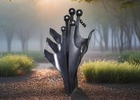 China Custom Painted Abstract Stainless Steel Garden Art Sculpture 1pc Outdoor Modern Decor for sale