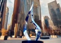 China Custom Stainless Steel Abstract Art Outdoor Metal Sculpture Mirror Polished 1 Piece for sale