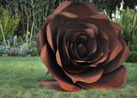 China Corten Steel Rose Sculpture 100cm Rusted Metal Garden Art Outdoor Decoration for sale