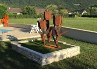 China Lifelike Corten Steel Tulip Abstract Flower Sculpture 150cm for Garden Decoration for sale