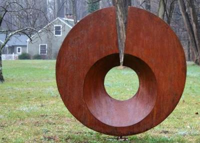 China Rusty Corten Steel Abstract Garden Sculpture 200cm Diameter Outdoor Metal Art for sale
