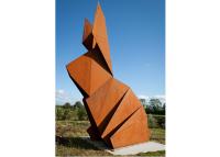 China Corten Steel Rabbit Sculpture 2m Large Rusty Metal Garden Animal Decoration for sale