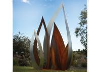 China Corten Steel Leaf Sculpture Rusty Finish Metal Garden Ornament 2m for sale