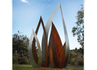 China Corten Steel Leaf Sculpture Rusty Finish Metal Garden Ornament 2m for sale