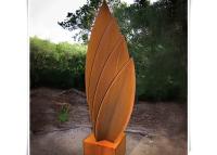 China Corten Steel Leaves Sculpture 180cm Height Outdoor Garden Art Rusty Finish for sale