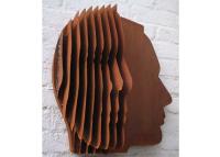 China Abstract Rusty Corten Steel Face Sculpture Wall Decoration 120 cm for sale