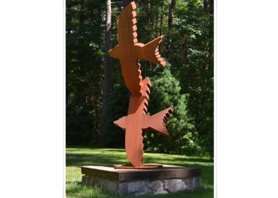 China Corten Steel Birds Sculpture 160 cm Abstract Garden Art Outdoor Decoration for sale