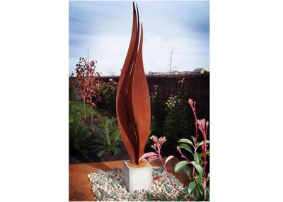 China Corten Steel Flower Sculpture 250cm Height Outdoor Garden Art with Rust Patina Finish for sale