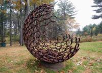 China Corten Steel Hemispheres Sculpture 200cm Height Outdoor Garden Decoration for sale