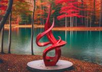 China Modern Outdoor Stainless Steel Flame Sculpture Custom Large Painted Metal Art 1 pc for sale