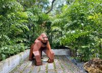 China Large Corten Steel Geometry Ape Sculpture 200cm Height for Garden Decoration for sale