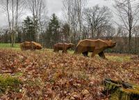 China Corten Steel Geometric Bear Sculpture 120cm Outdoor Garden Decoration Rusty Finish for sale