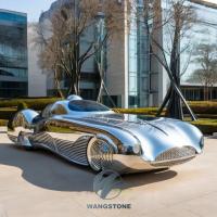 China Custom Stainless Steel Car Sculpture 200cm for Urban Landscape Decoration for sale