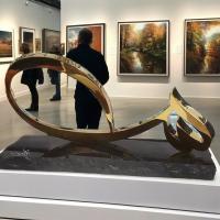 China Modern Stainless Steel Arabic Calligraphy Sculpture Custom Size Titanium Coated Interior Art for sale