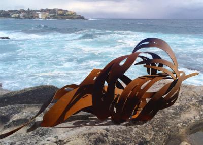 China Large Corten Steel Garden Sculpture 3m Outdoor Abstract Rusty Metal Decoration for sale