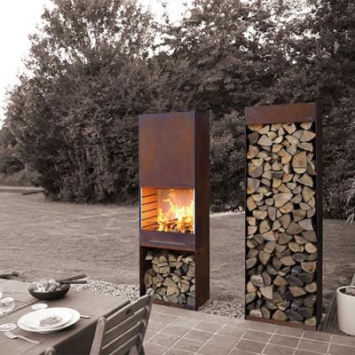 China Corten Steel Wood Burning Fireplace - 180 cm Height Weather Resistant Outdoor Fire Pit for Garden & Patio for sale