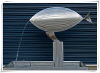China Contemporary Fish Waterfall Metal Water Feature Stainless Steel Brushed Finish Custom Size for sale