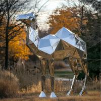 China 3D Drawing Mirror Polished Geometry Stainless Steel Camel Sculpture for sale