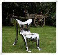 China Polished Stainless Steel Garden Chair Sculpture Custom Size Modern Art Furniture for sale