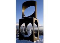 China Contemporary Abstract Metal Garden Sculpture 300cm Stainless Steel Painted for sale