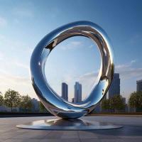 China Large Outdoor Mirrored Stainless Steel Circle Sculpture 500cm Height Polished Finish for sale