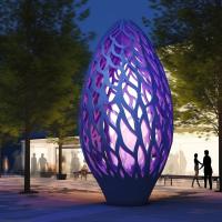 China 5 Meter Stainless Steel Hollow Egg Sculpture with Integrated Lighting for Outdoor Decor for sale