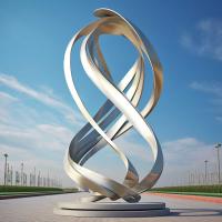 China Large Outdoor Stainless Steel DNA Sculpture 450cm Height Matt Finish Modern Metal Art for sale