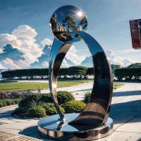 China Large Outdoor Abstract Stainless Steel Sculpture Mirror Polished 2m Height Garden Art for sale