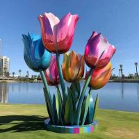 China Giant Landmark Decorative Outdoor Flower Bud Stainless Steel Sculpture Custom Size Polished Finish for sale