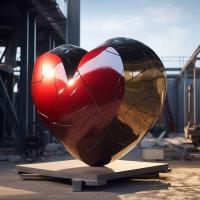 China Outdoor Heart Stainless Steel Sculpture Urban Decoration Abstract 150cm Red Painted for sale