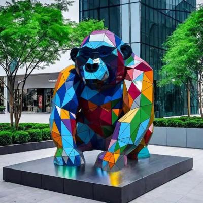 China Laser Cut Stainless Steel Monkey Sculpture 200cm Garden Decoration for sale