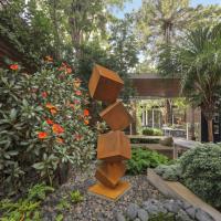 China Corten Steel Garden Cube Tower Sculpture Rusty Abstract Outdoor Metal Art Custom Size for sale