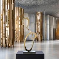 China Modern Stainless Steel Abstract Sculpture Custom Plated Interior Metal Art 1 pc for sale