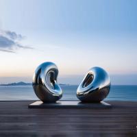 China Outdoor Abstract Mirrored Stainless Steel Accompany Sculpture 120cm Height for sale