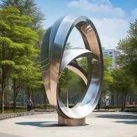 China Modern Outdoor Mirrored Abstract Stainless Steel Bud Sculpture 300cm Height Polished Finish for sale