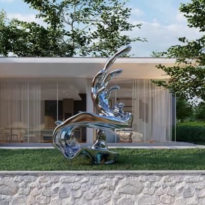 China Large Stainless Steel Mirror Polished Outdoor Sculpture 200cm Custom for sale