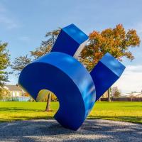 China Abstract International Huge Painted Architectural Stainless Steel Bend Sculpture 500cm Height for sale