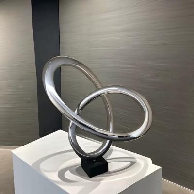 China Stainless Steel Abstract Sculpture 65cm Mirror Finish Modern Art Decor for sale