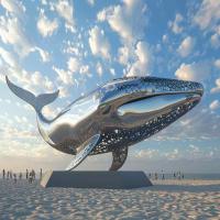 China Stainless Steel Whale Dolphin Sculpture Outdoor Garden Art Custom Size Polished Finish for sale