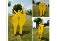 China Stainless Steel Family Sculpture Garden Decoration 150cm Height Painted Finish Customizable for sale