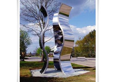 China Stainless Steel Outdoor Wave Sculpture Mirror Polished 150cm Custom Garden Art for sale