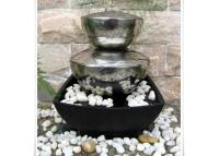 China Outdoor Stainless Steel Garden Fountain Sculpture Modern Cube Water Feature 100cm for sale