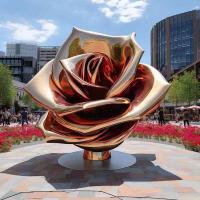 China Stainless Steel Rose Sculpture 200cm Garden Art Decoration for Outdoor for sale