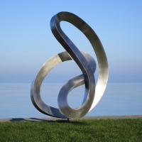 China Brushed Stainless Steel Ribbon Sculpture 200cm H Outdoor Art for Luxury Spaces for sale