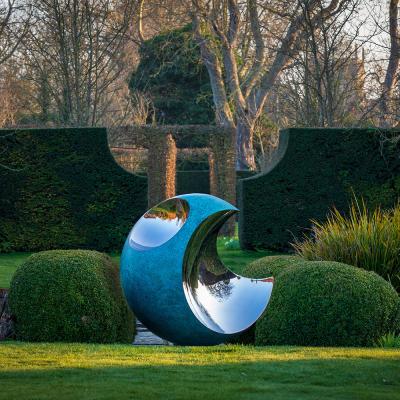 China Stainless Steel and Bronze Moon Sculpture 150cm Height Polished Patina Garden Art for sale