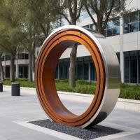 China Natural Corrosion Weathering Steel and Stainless Steel Circle Sculpture 200cm Height for sale