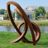 China Rusty Corten Steel Abstract Metal Garden Art Outdoor Sculpture Custom Size for sale