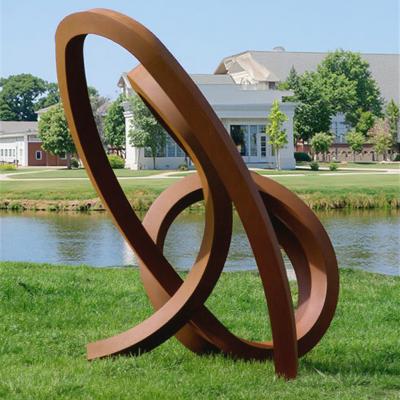 China Rusty Corten Steel Abstract Metal Garden Art Outdoor Sculpture Custom Size for sale