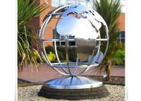 China Stainless Steel World Globe Map Sculpture 150cm for Public Decoration for sale