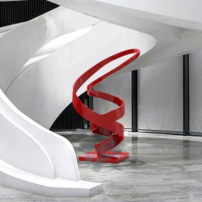 China Red Lacquer Stainless Steel Abstract Sculpture 300cm Modern Art Statue for Office Hotel Luxury Decor for sale